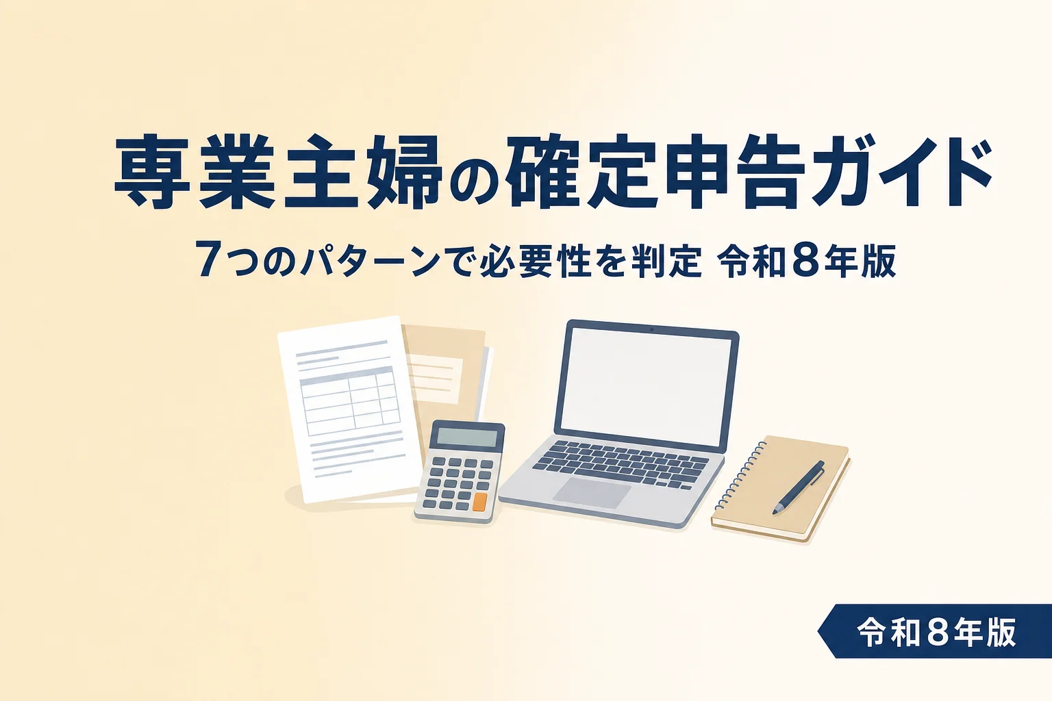 【令和8年版】専業主婦の確定申告ガイド｜必要な7パターンと夫の配偶者控除への影響｜無料・登録不要で即計算 - 業務計算ポータル